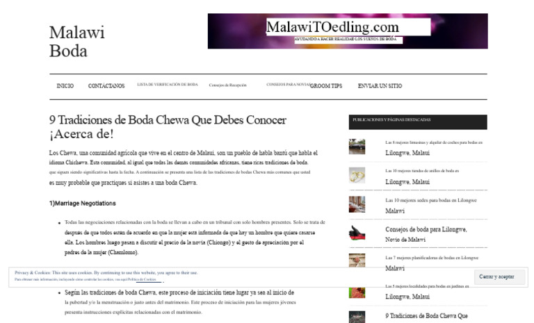 ¡9 Tradiciones de Bodas Chewa Que Debes Conocer! - Boda en Malawi | PDF ...
