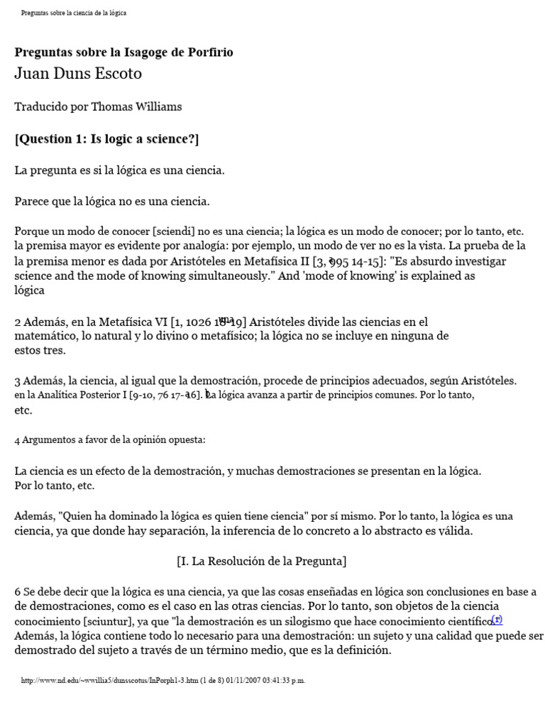 Duns Scotus - Preguntas Sobre El Iságoge de Porfirio PDF | PDF | Lógica ...
