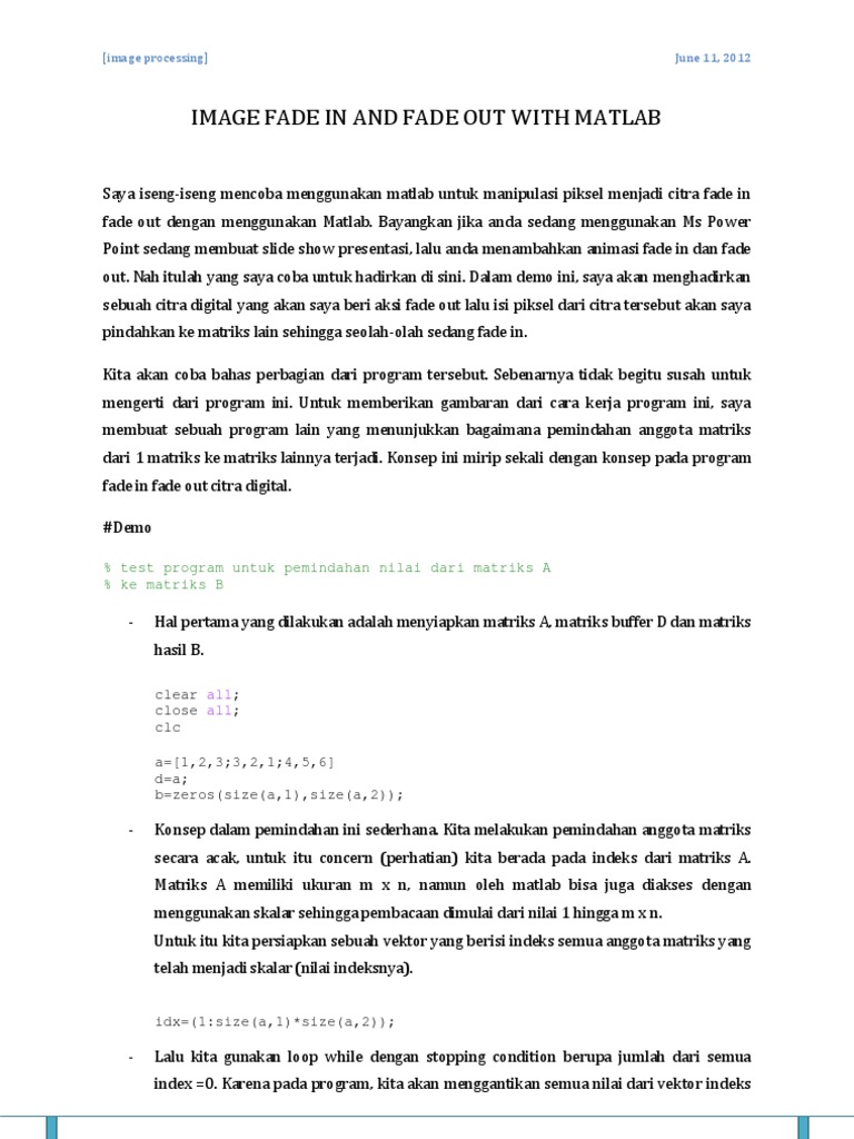 Image Fade in and Fade Out With Matlab | PDF