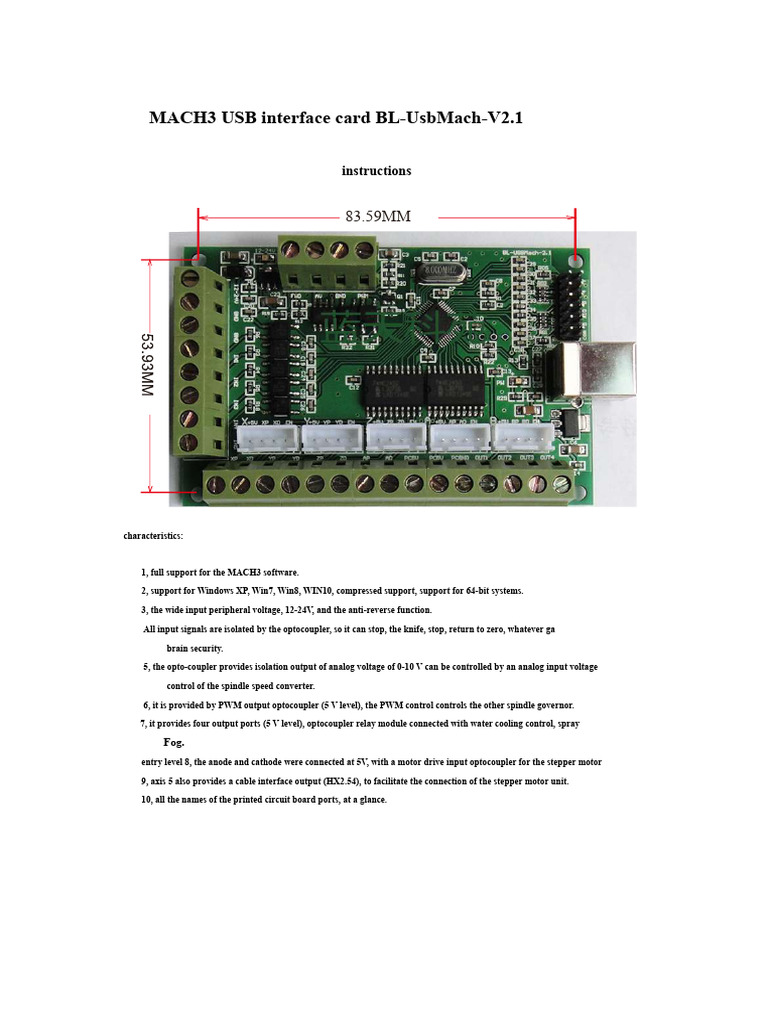 USB+MACH3 Interface Board (BL-UsbMACH-V210) User Manual+ | PDF | Usb ...