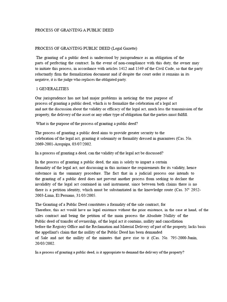 Process of Granting A Public Deed | PDF | Annulment | Deed