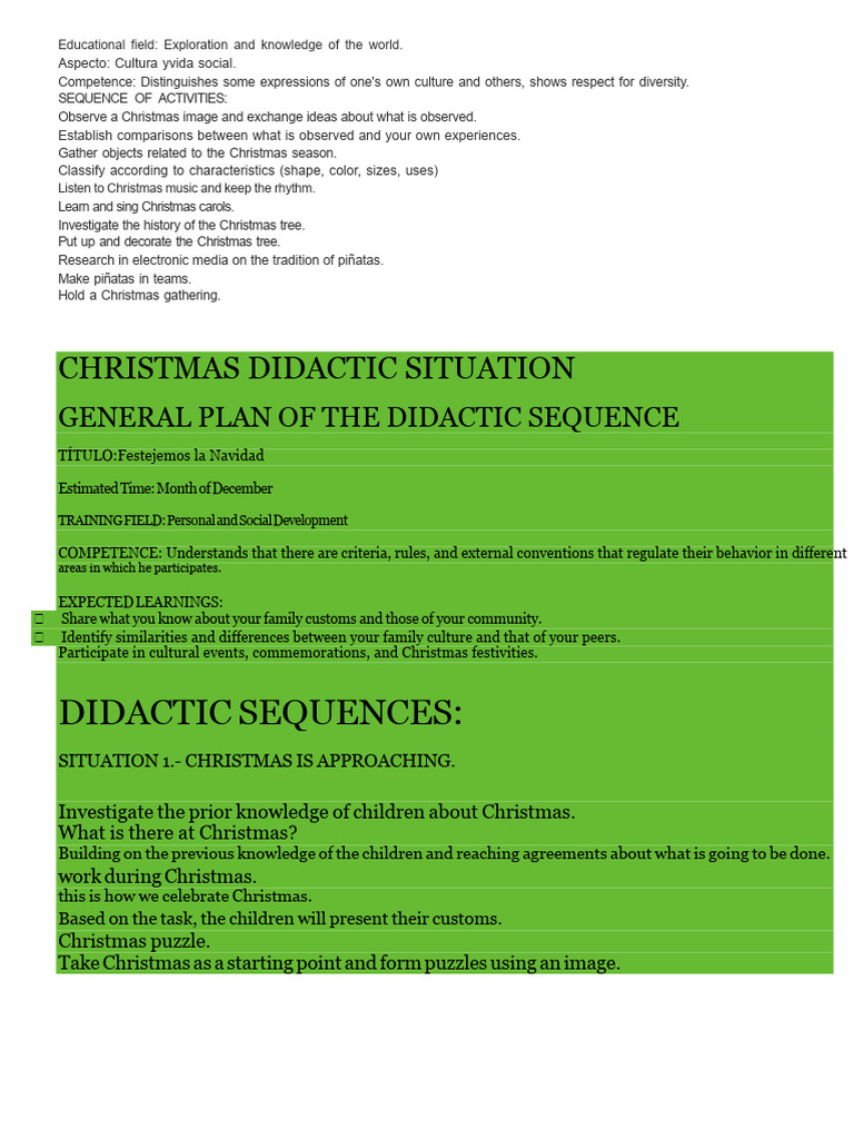 Didactic Situation Let's Celebrate Christmas... | PDF | Christmas ...