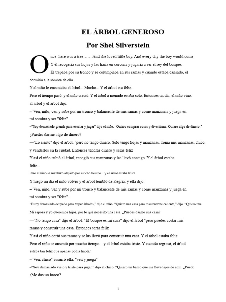 12 El árbol generoso - Shel Silverstein | PDF