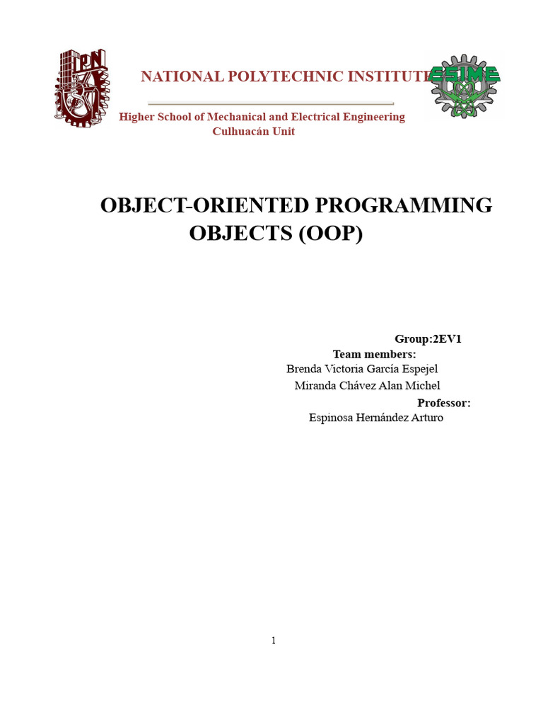 Object-Oriented Programming IPN | PDF | Class (Computer Programming ...