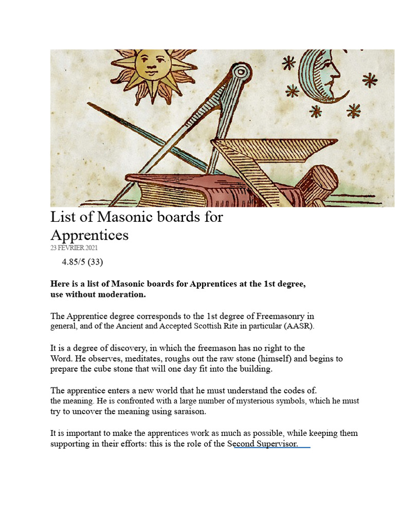 80 Masonic Boards for Apprentices | PDF | Freemasonry | Western Esotericism