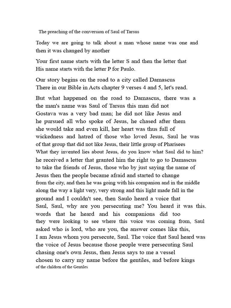 Preaching the Conversion of Saul of Tarsus | PDF | Paul The Apostle | Jesus