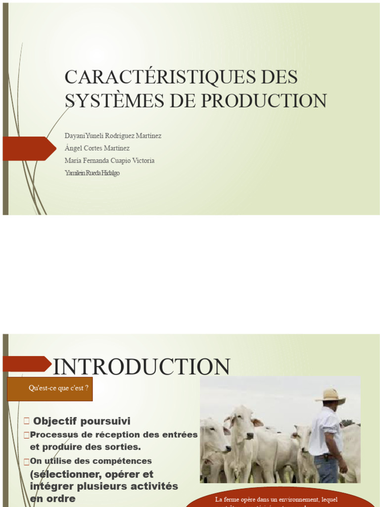 Caractéristiques Des Systèmes de Production | PDF | Bovins domestiques ...