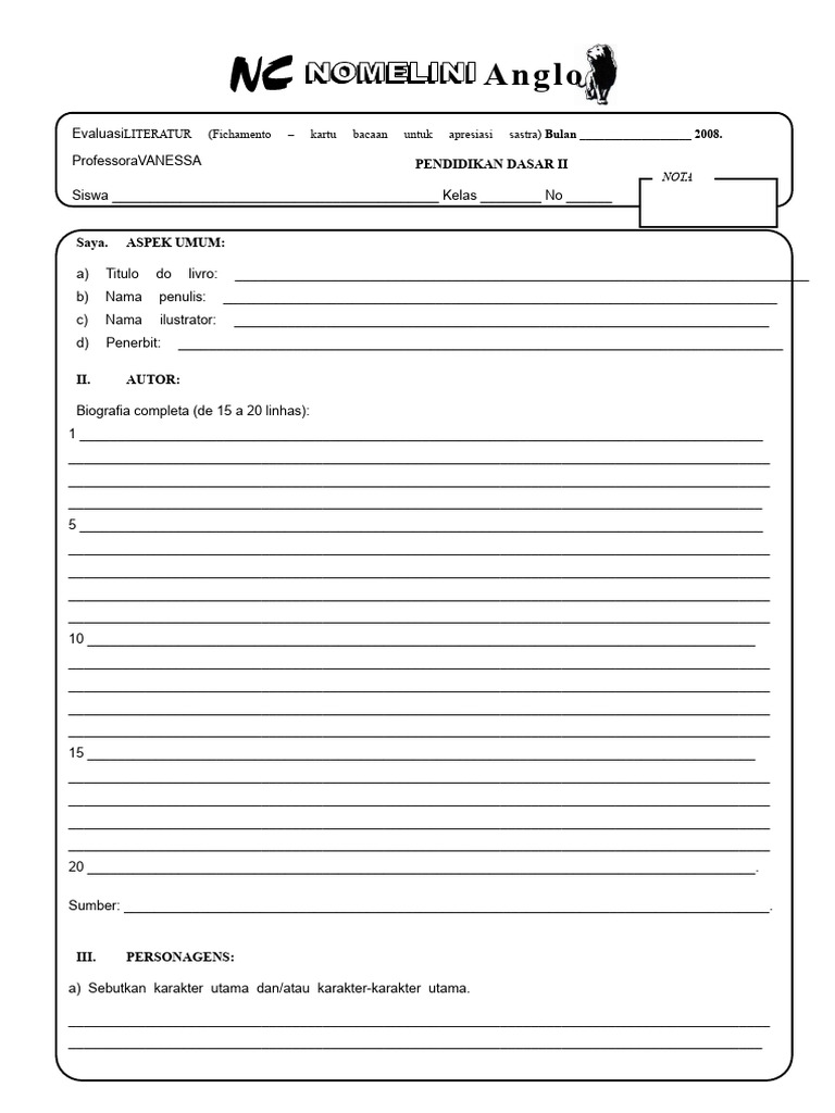 Evaluasi Bacaan Sastra dan Karakter | PDF