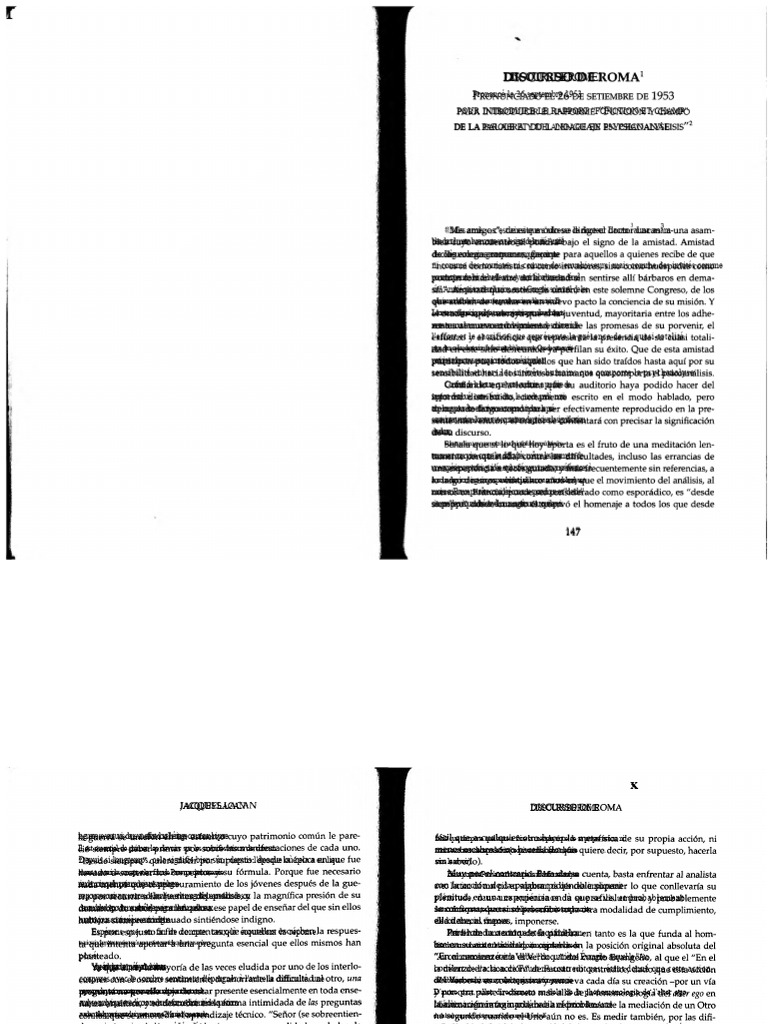 Discours de Rome : Lacan et la psychanalyse | PDF | Psychanalyse ...