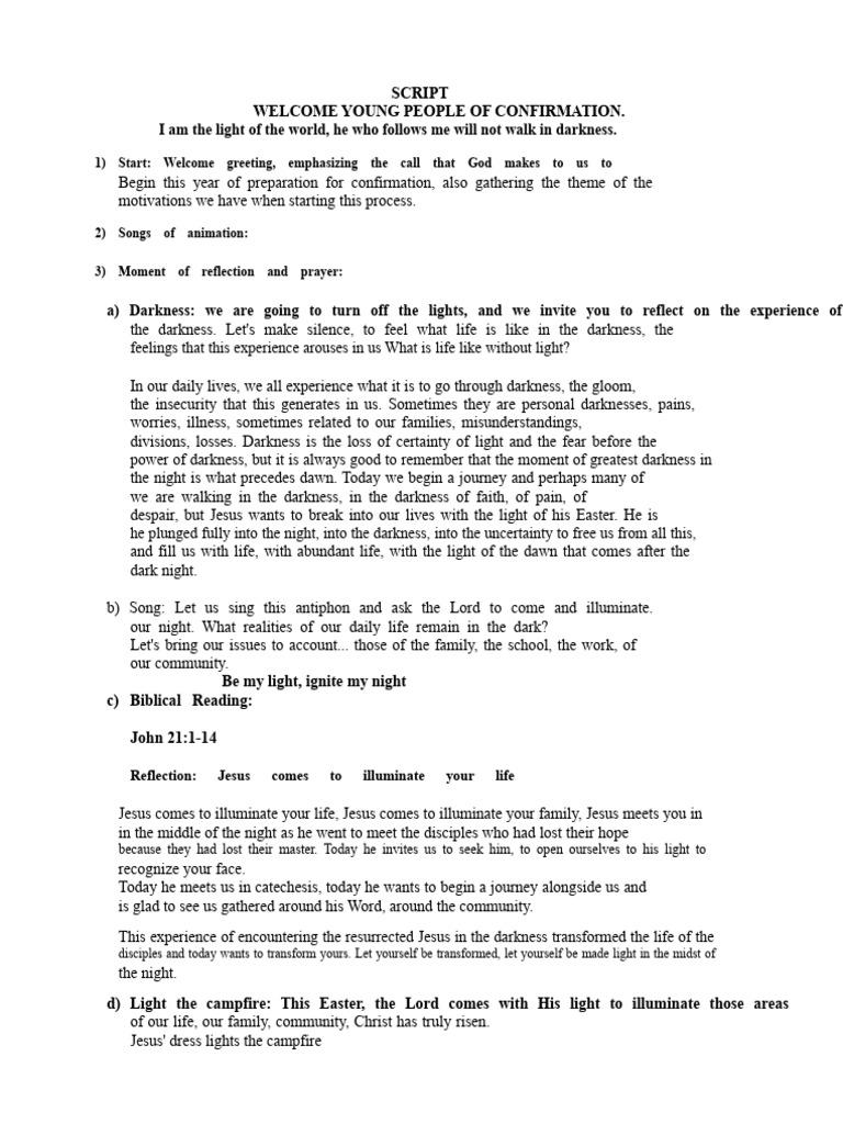 Confirmation Preparation Ceremony Guide | PDF | Jesus | Confirmation