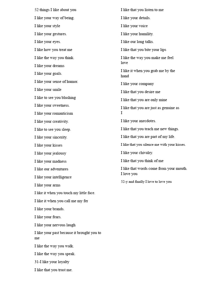52 things I like about you | PDF