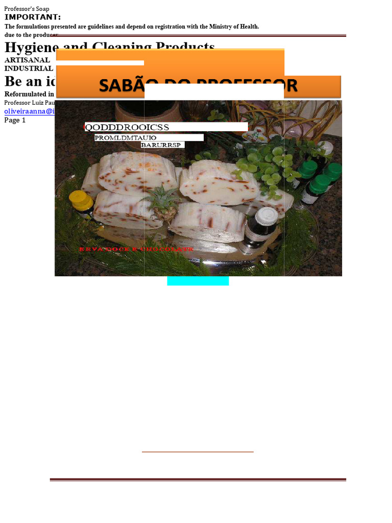 Professor Luiz Paulo's Soap Formulations | PDF | Soap | Sodium Carbonate