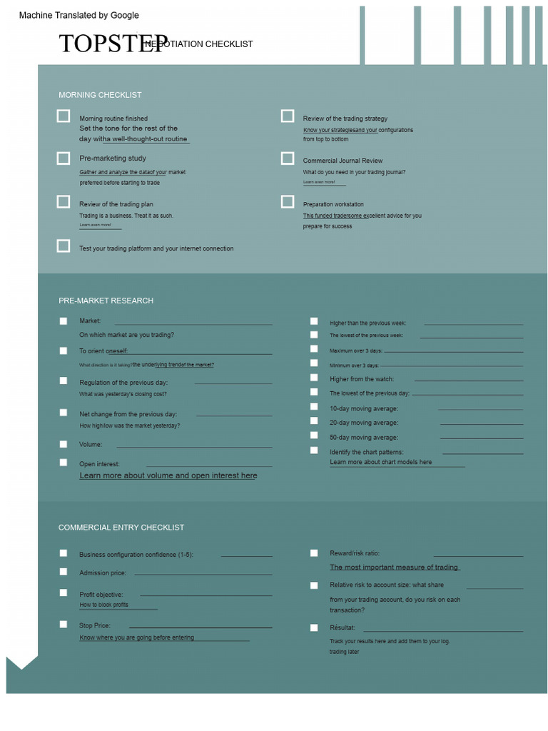 Essential Trading Journal Checklist | PDF | Negotiation | Psychology