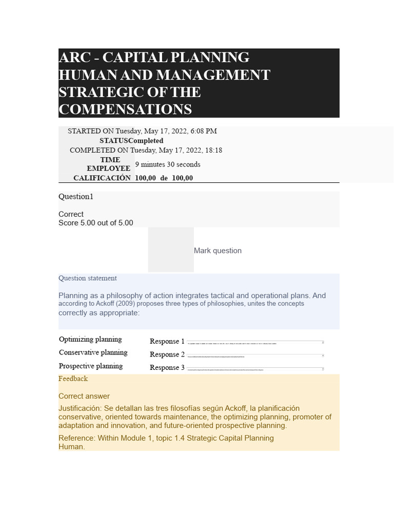 FINAL EXAM MODULE 1 human capital planning | PDF | Employee Retention ...