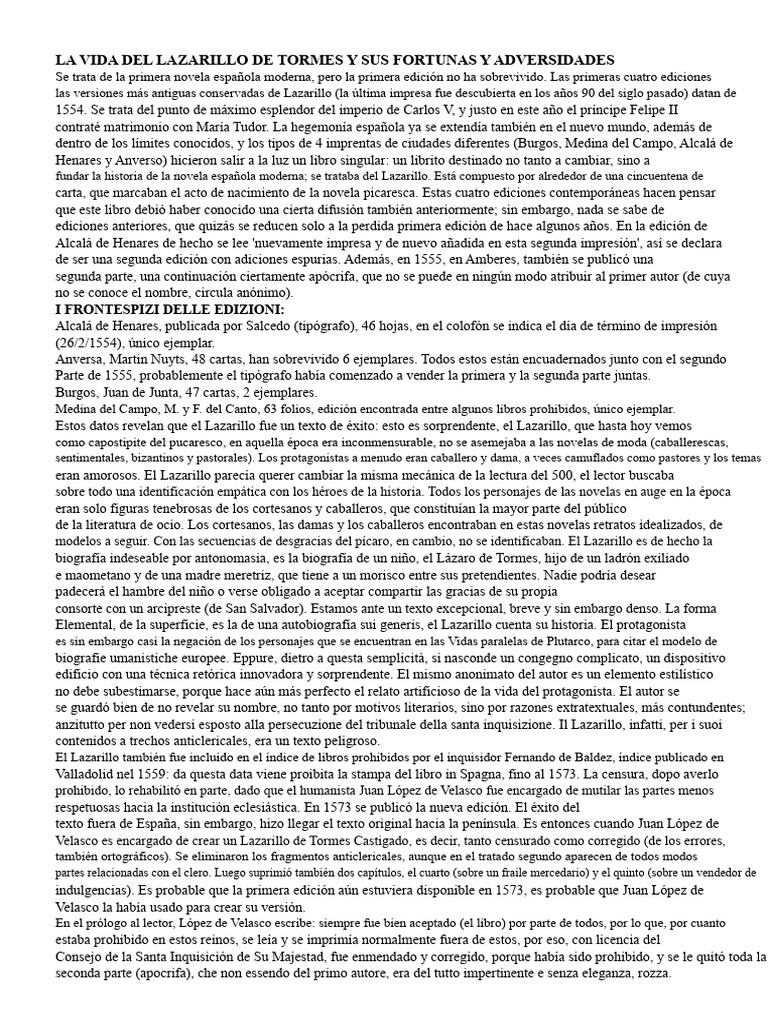 El Lazarillo de Tormes | PDF