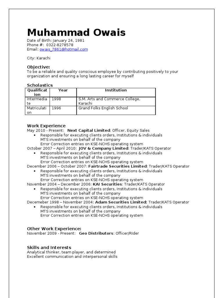 Muhammad Owais - CV | PDF