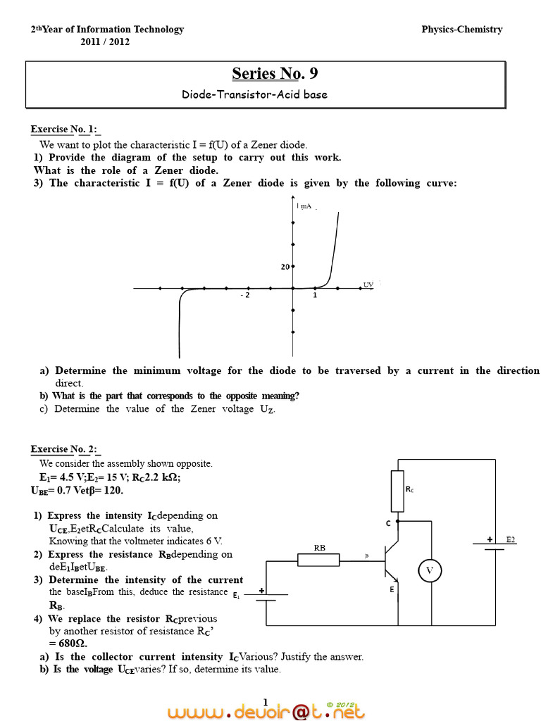 Exercise Series No. 9 - Physical Sciences Diode - Transistor - Acid ...