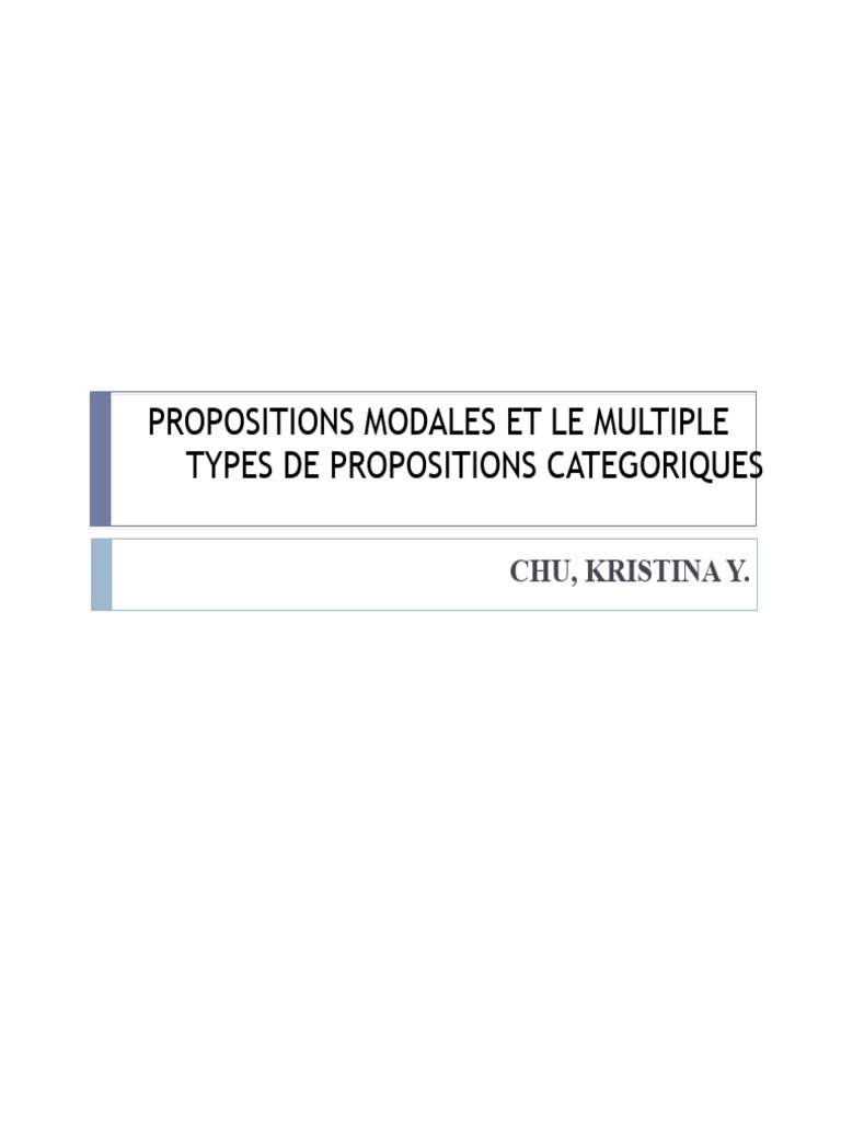 Types de propositions modales et catégorielles | PDF | Sujet (Grammaire ...