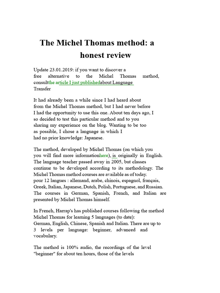 Michel Thomas Method Review: Pros & Cons | PDF | Adverb | Language ...