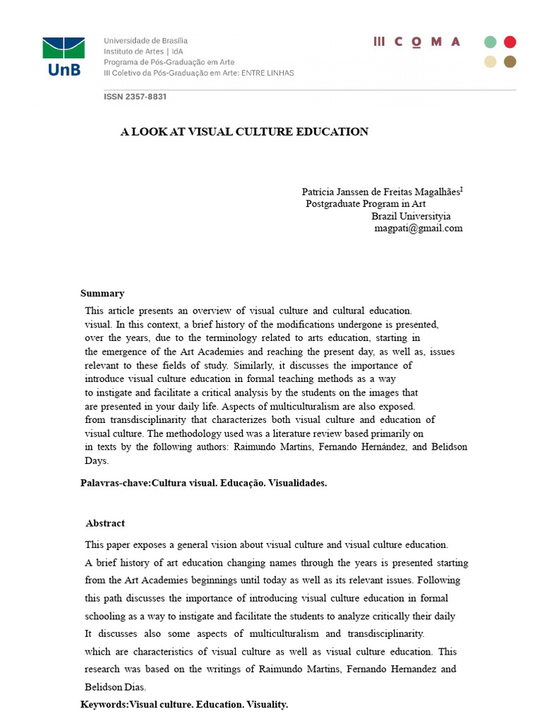 Visual Culture Education Overview | PDF | Fine Art | Image
