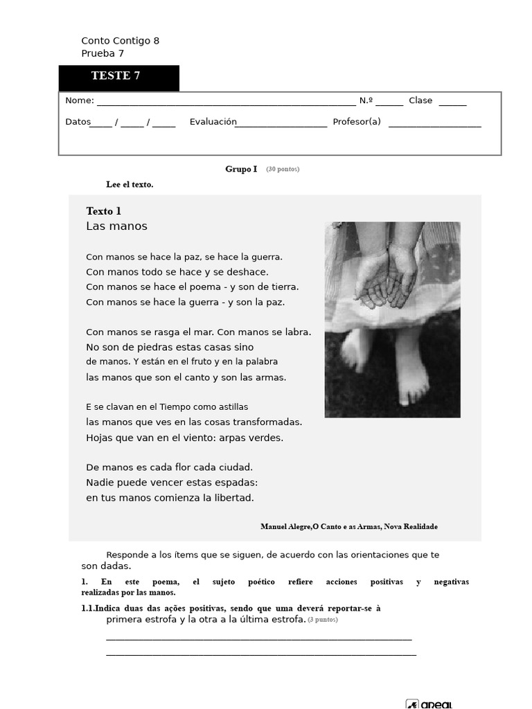 Prueba 7 8 años Poesía | PDF | Teoría literaria | Recursos poéticos