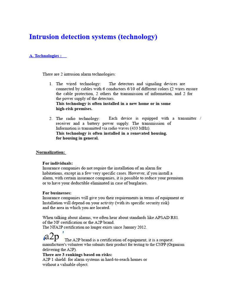 Intrusion Detection Systems Course | PDF | Infrared | Electrical ...