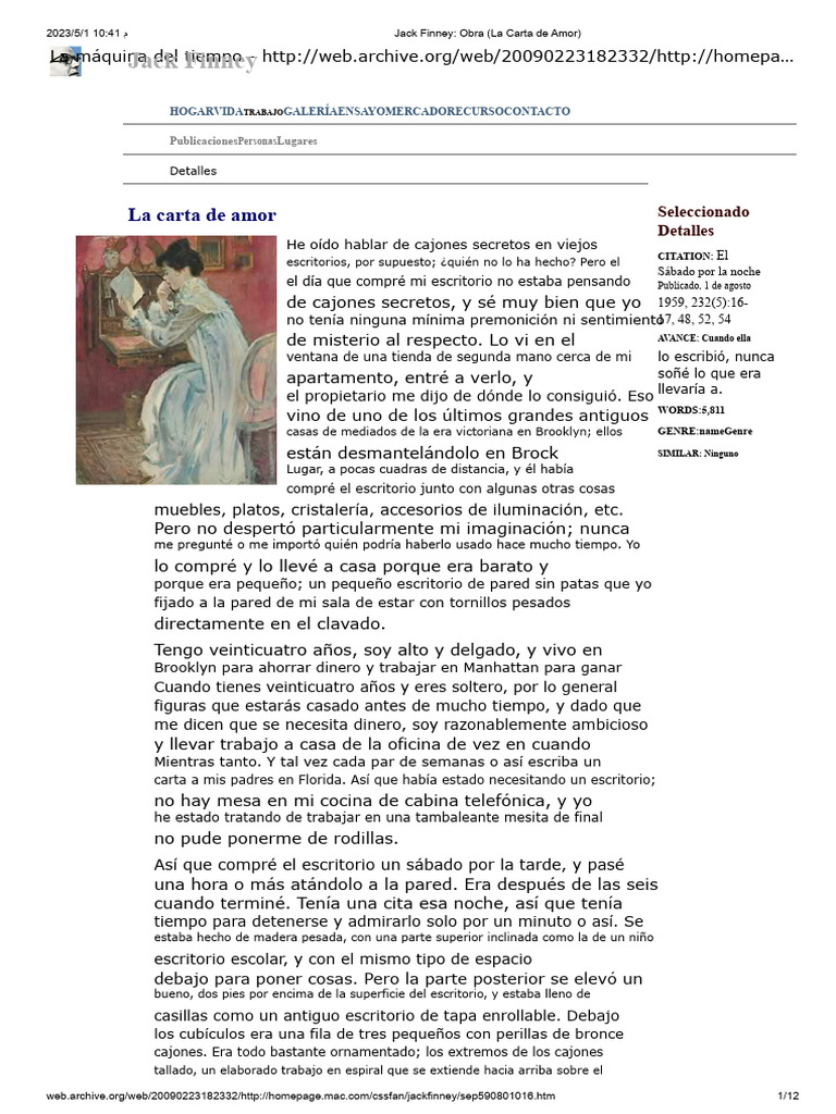 Jack Finney - Trabajo (La Carta de Amor) | PDF | Escritorio | Amor