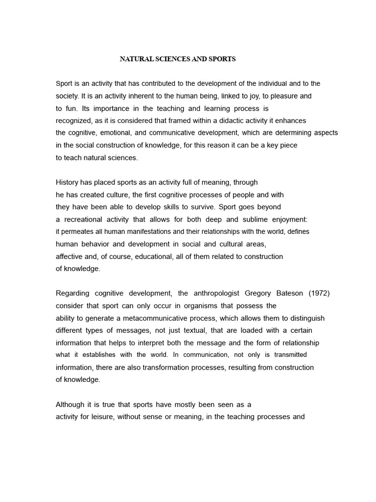 Natural Sciences and Sports | PDF | Learning | Knowledge