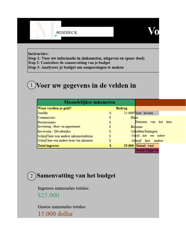 Maandbegroting-Moris Dieck | PDF