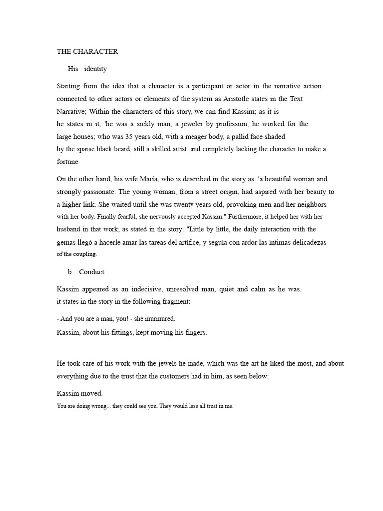 ANALYSIS OF THE CHARACTERS IN THE STORY "SOLITARY" | PDF