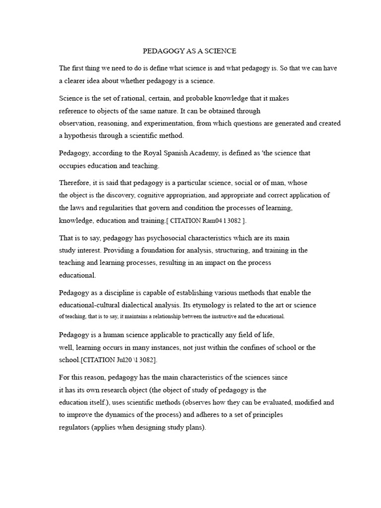 PEDAGOGY AS A SCIENCE | PDF | Science | Pedagogy