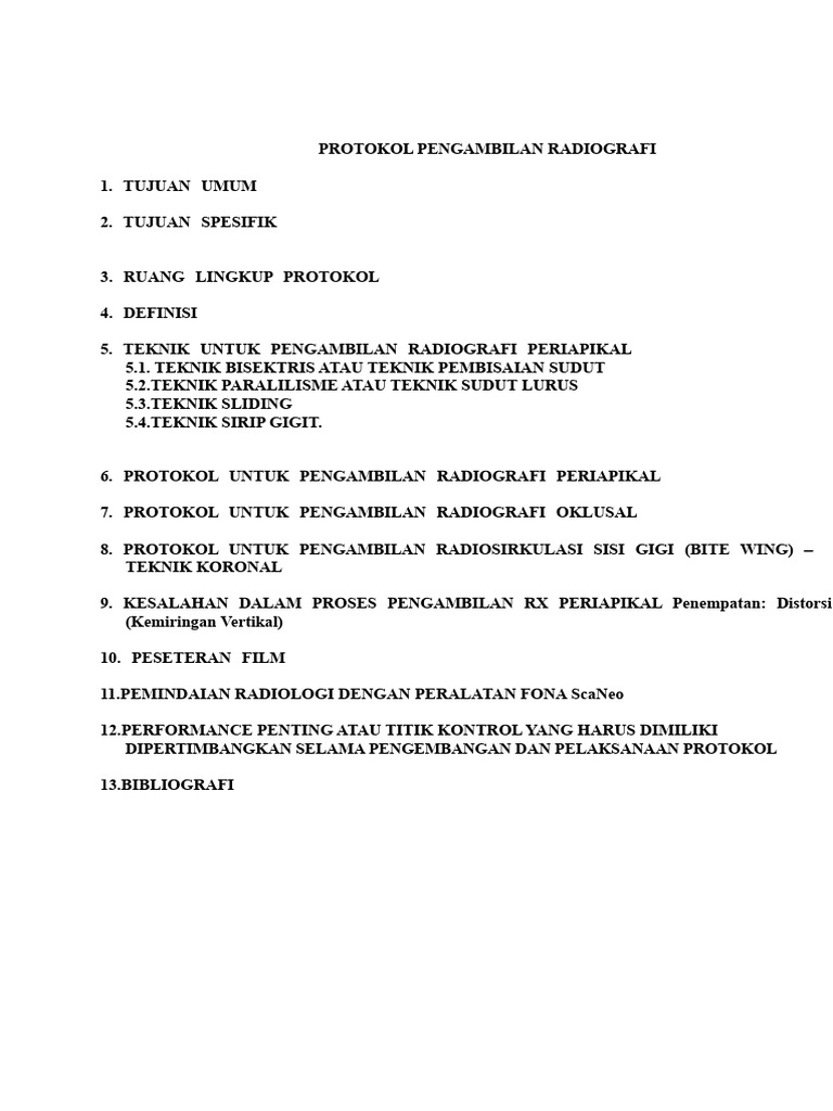 Protokol Radiografi Periapikal Gigi | PDF