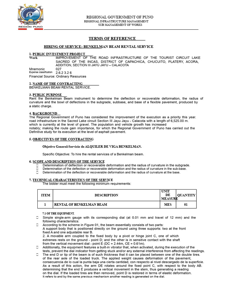TDR - RENTAL BENKELMAN BEAM.doc | PDF | Beam (Structure) | Road