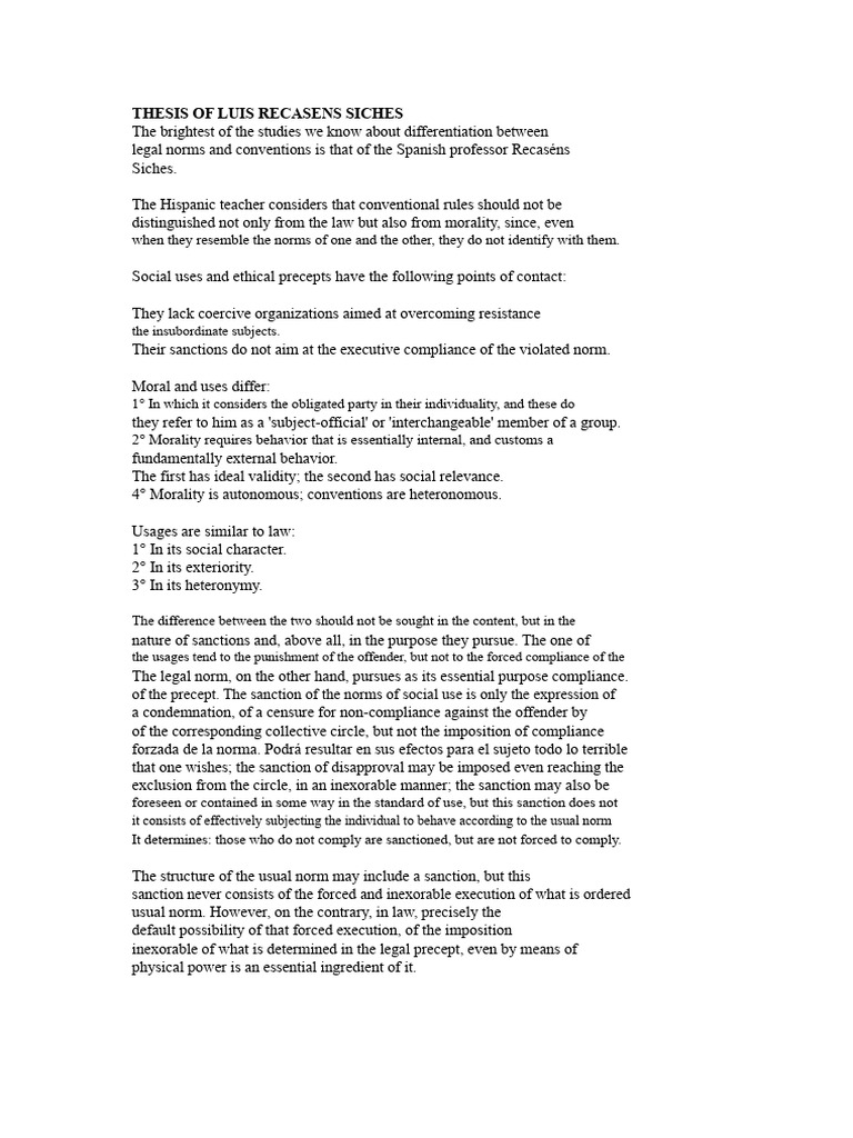 Thesis of Luis Recasens Siches | PDF | Morality | Social Psychology