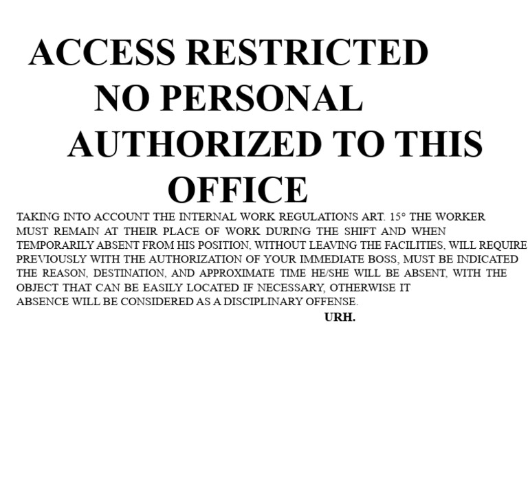 Unauthorized Personnel Entry to This Office is Prohibited | PDF