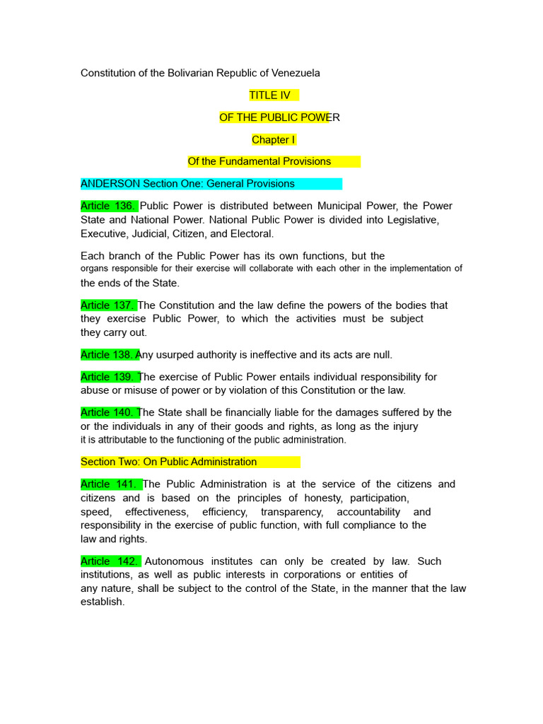 Constitution of The Bolivarian Republic of Venezuela | PDF | Treaty | Taxes