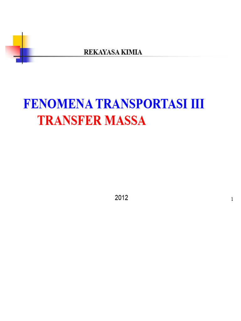 Transfer Massa dalam Rekayasa Kimia | PDF