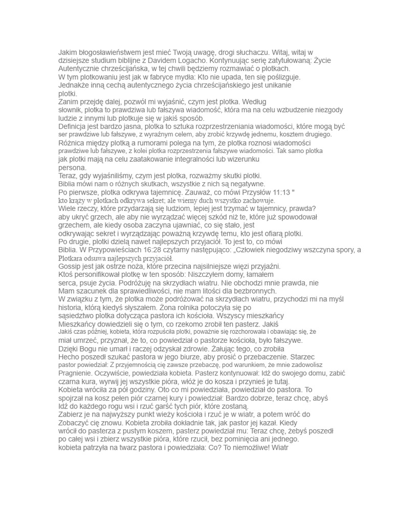 Plotka I Jej Konsekwencje | PDF
