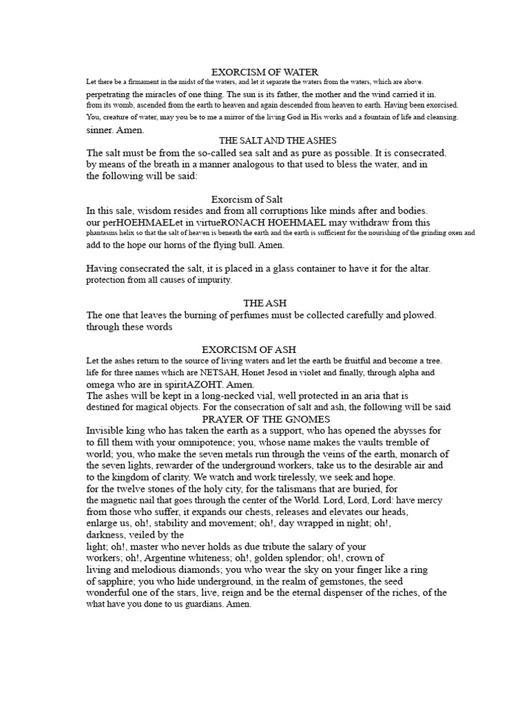Exorcism Rituals for Water, Salt, and Ash | PDF | Religious Belief And ...