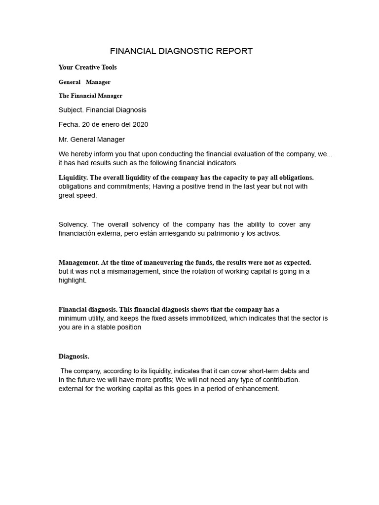 Financial Diagnostic Report | PDF