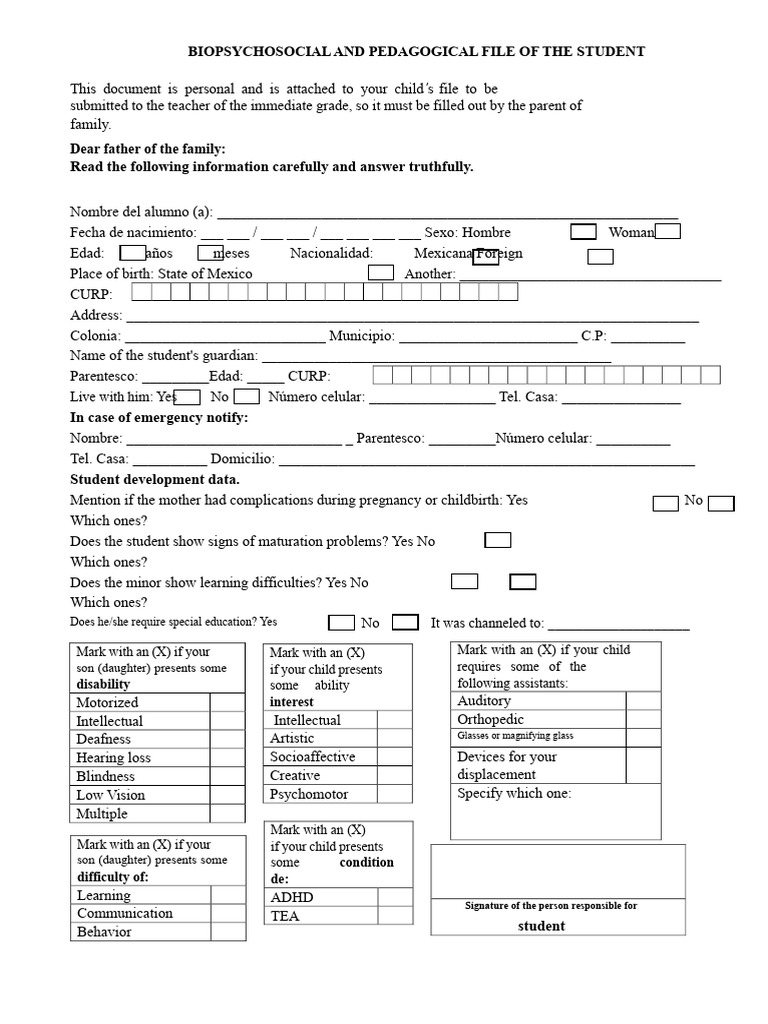 Biopsychosocial and Educational Profile of The Student | PDF | Special ...