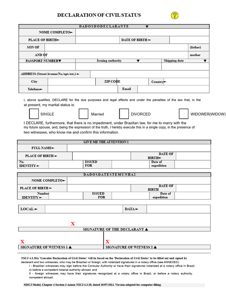 Declaration of Civil Status | PDF | Notary Public | Government