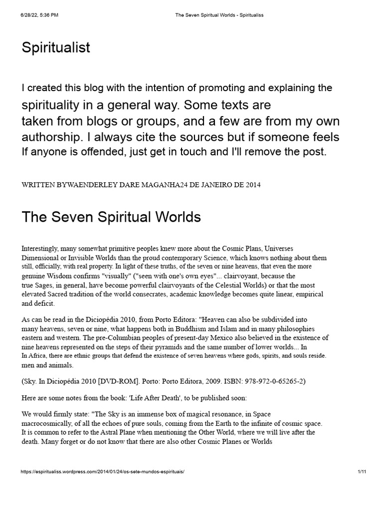 The Seven Spiritual Worlds - Spiritualiss | PDF | Spirituality