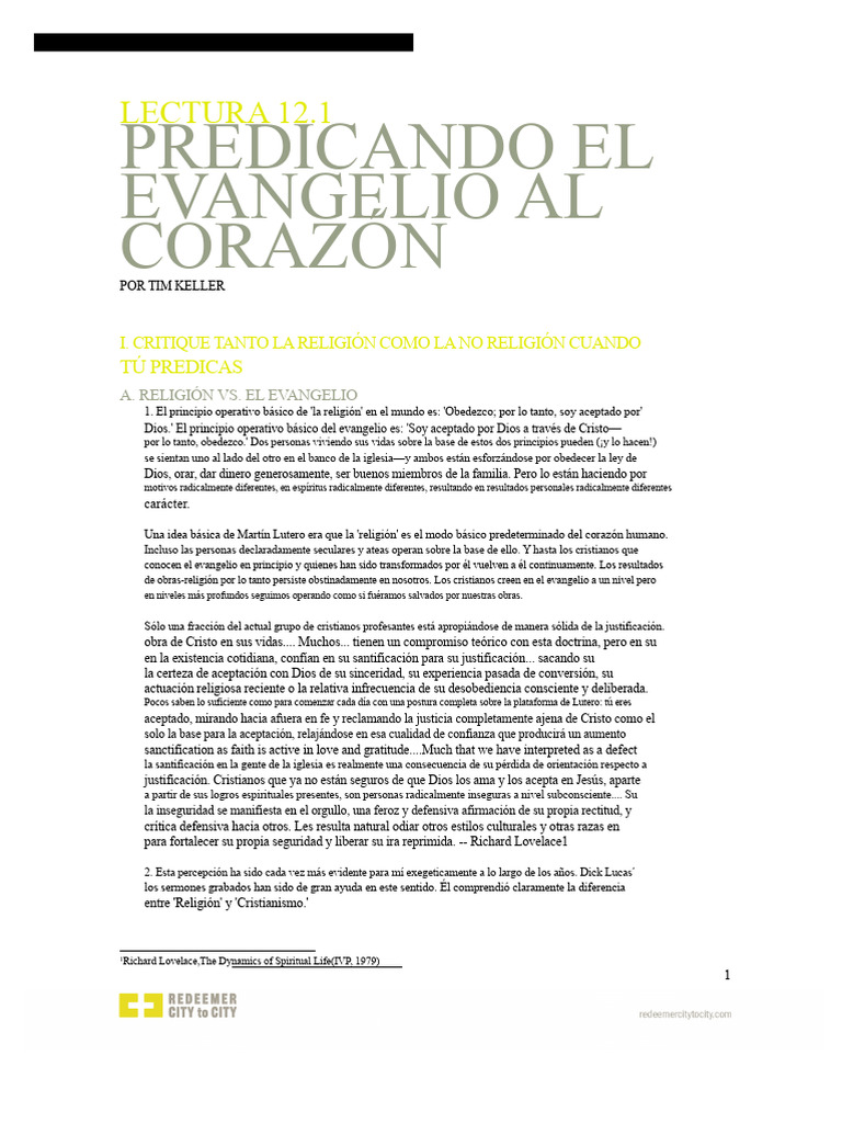 Predicando el Evangelio al Corazón Tim Keeler | PDF | Sola Fide | Pecado