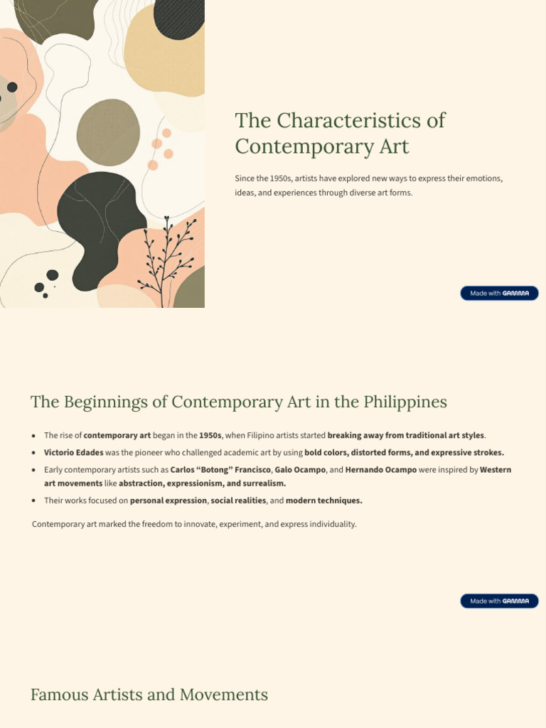 Characteristics of Contemporary Art | PDF | The Arts | Movements