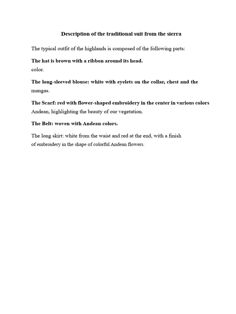 Description of The Typical Sierra Costume | PDF