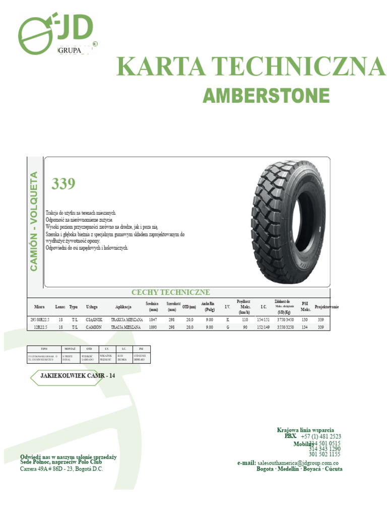 Karta Techniczna - Opony - Amberstone - JD | PDF