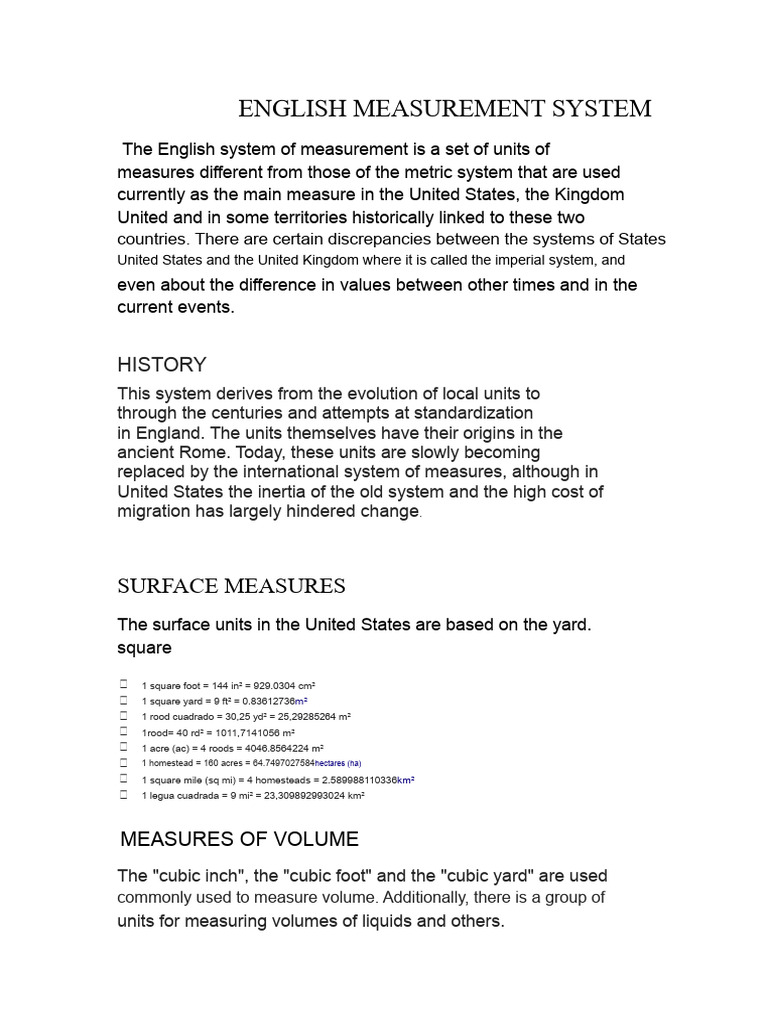 Imperial system of measurements | PDF | Volume | Gallon