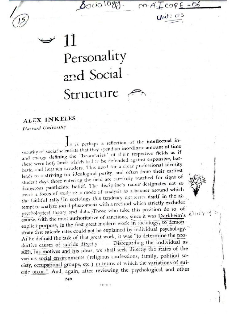Personality and Social Structure | PDF