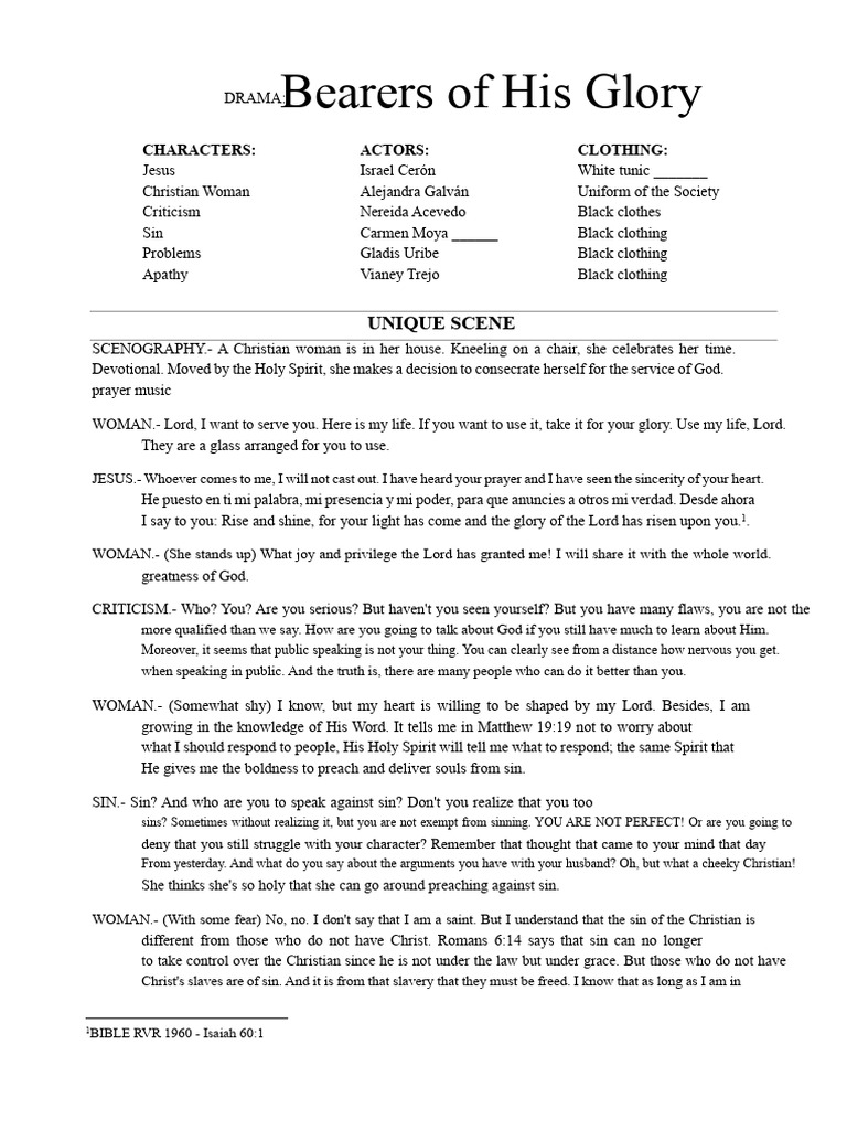 DRAMA-CARRIERS-OF-HIS-GLORY (1) | PDF | Jesus | Sin
